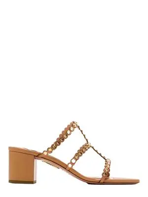 AQUAZZURA 50mm Tequila Crystal-embellished Block-heel Sandals - Brown
