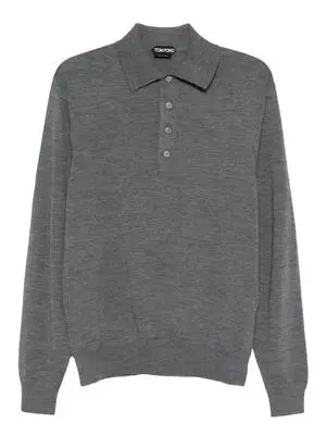 TOM FORD Long-sleeve Polo Shirt - Grey