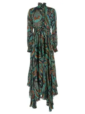 Etro Floral-print Ruffled Dress - Green