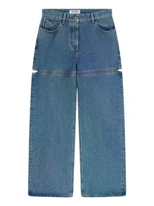 Attico Cut-out Wide Leg Jeans - Blue
