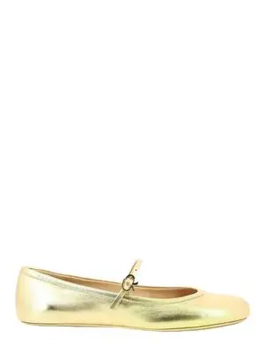 GIANVITO ROSSI Buckle-strap Round-toe Ballet Flats - Yellow