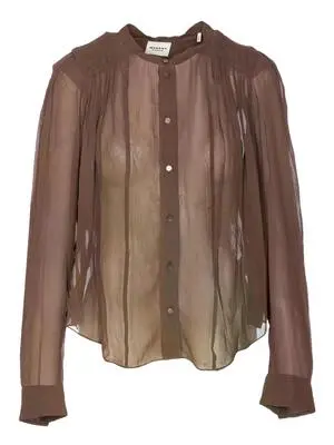 MARANT ETOILE Button-front Sheer Shirt - Brown