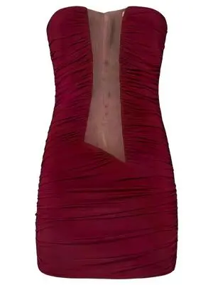 NENSI DOJAKA Draped Mesh-panel Mini Dress - Red