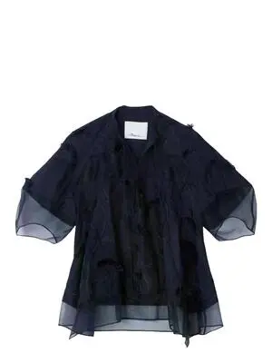 3.1 Phillip Lim Embroidered Ruffled Blouse - Blue