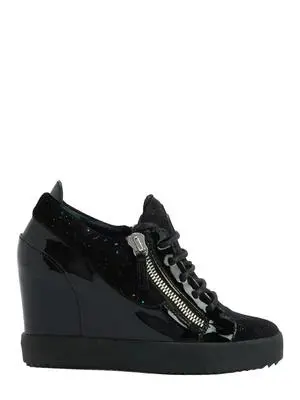 GIUSEPPE ZANOTTI Glitter-panel Wedge Sneakers - Black