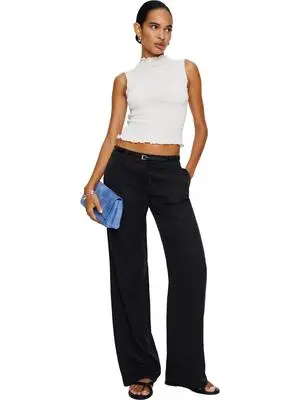 REFORMATION Gisele Low Rise Herringbone Pant - Black
