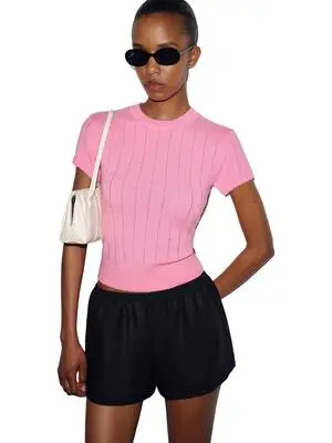 REFORMATION Darcy Cashmere T-shirt - Pink