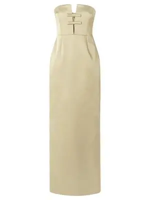 THE NEW ARRIVALS ILKYAZ OZEL Ilkyaz Ozel Noa Strapless Bow-embellished Gown - Ivory