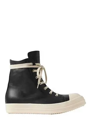 Rick Owens Leather High-Top Sneakers Black