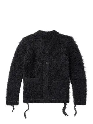 Sacai Brushed-knit Distressed Cardigan - Black