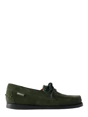 SEBAGO Docksides Portland Leather-trimmed Suede Boat Shoes - Green