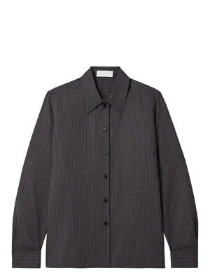 Veronica De Piante Livia Pinstriped Wool-twill Shirt - Gray