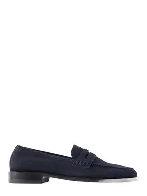 Manolo Blahnik Perry Suede Penny Loafers Navy
