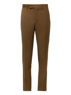 LARDINI Slim-fit Virgin Wool-twill Trousers - Brown