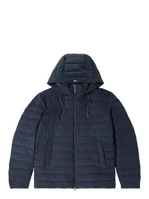 Herno Quilted Cotton-corduroy Hooded Down Jacket - Blue