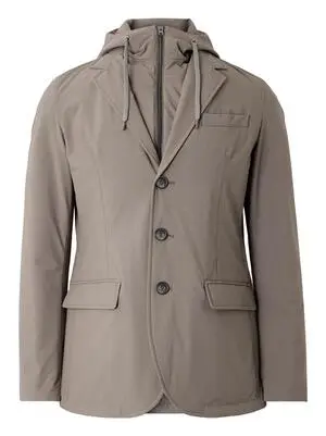 Herno Convertible Padded Shell Hooded Blazer Brown