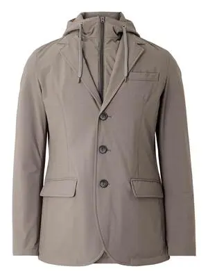 Herno Convertible Padded Shell Hooded Blazer Taupe
