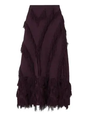 Ulla Johnson Astrid Fringed Stretch-knit Midi Skirt - Purple