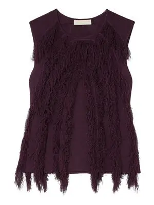 Ulla Johnson Bonnie Fringed Stretch-knit Top - Purple
