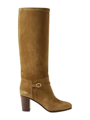 Valentino Garavani Pattie 75 Buckle-embellished Knee Boots - Brown