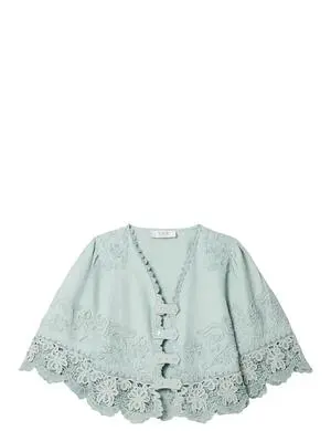 Sea Iyla Cropped Embroidered Top - Blue