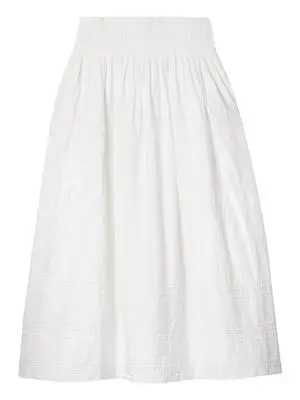 Sea Camden Pleated Cotton-poplin Midi Skirt - White
