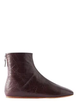 Le Monde Beryl Luna Crinkled-leather Ankle Boots - Burgundy