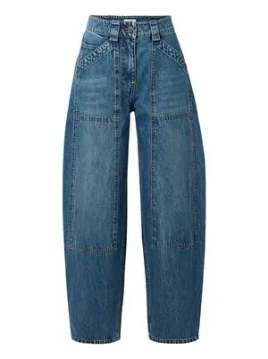 Co Paneled High-rise Barrel-leg Jeans - Blue