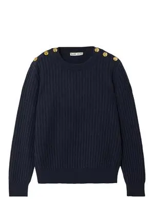 BLAZÉ MILANO Highland Cable-knit Wool And Cashmere-blend Sweater - Blue