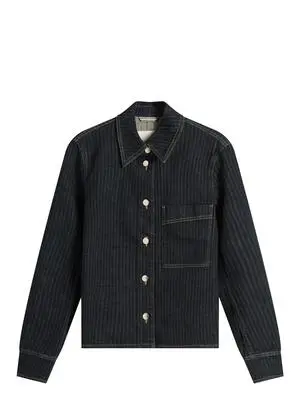 Closed Striped Denim Jacket - Dark Blue
