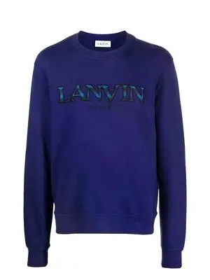 LANVIN Embroidered-logo Sweatshirt - Blue