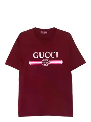 Gucci Logo-stripe Cotton T-shirt - Red