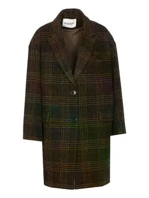 MARANT ETOILE Checked Wool Coat - Brown