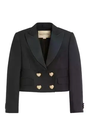 Valentino Garavani Double-breasted Cropped Blazer - Black