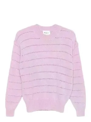 MARANT ETOILE Striped Perforated-detail Sweater - Pink