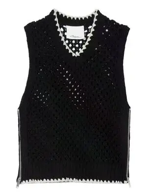 3.1 Phillip Lim Crochet-detail Knit Vest - Black