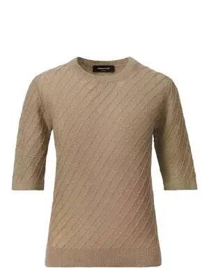 Fabiana Filippi Diagonal-knit Short-sleeve Top - Neutrals