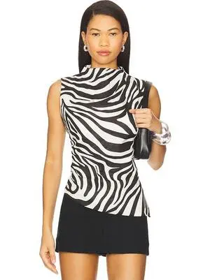 AEXAE Linen Ruched Top - Zebra