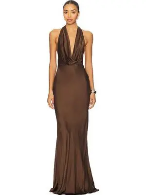 SAU LEE Pearl Gown - Mocha