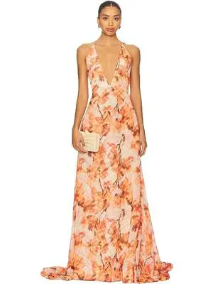 SAU LEE Calista Dress - Orange Multi