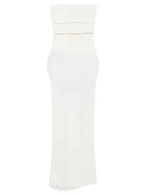 Christopher Esber Pleated Strapless Midi Dress - White