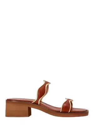 KOTRIS SANDALS Kymata Wave-detail Leather Sandals - Brown