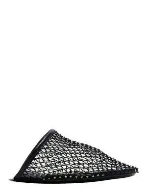 Schutz Crystal-embellished Mesh Flat Mules - Black