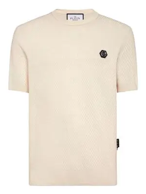 Philipp Plein Ribbed Short-sleeve Sweater - Neutrals