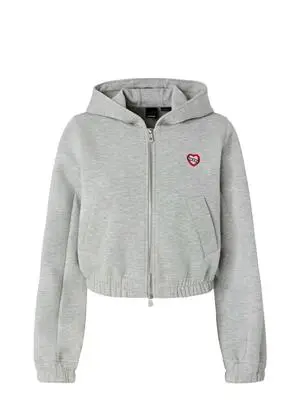 Pinko Logo-embroidered Zip Hoodie - Grey