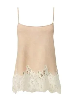 Fabiana Filippi Lace-trimmed Knitted Tank Top - Neutrals