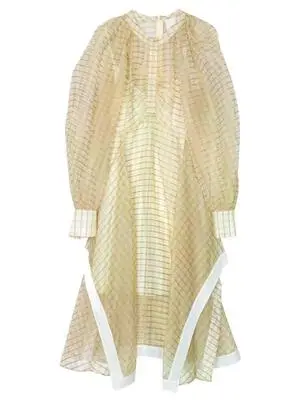 3.1 Phillip Lim Checked Midi Dress With Puff Sleeves - Neutrals