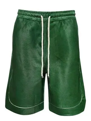 NAHMIAS Leather Knee Length Shorts - Green
