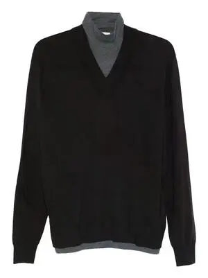PAOLO PECORA V-neck Wool Sweater - Brown