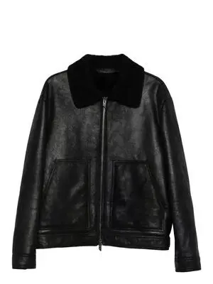 SALVATORE SANTORO Shearling-collar Zip-front Jacket - Black